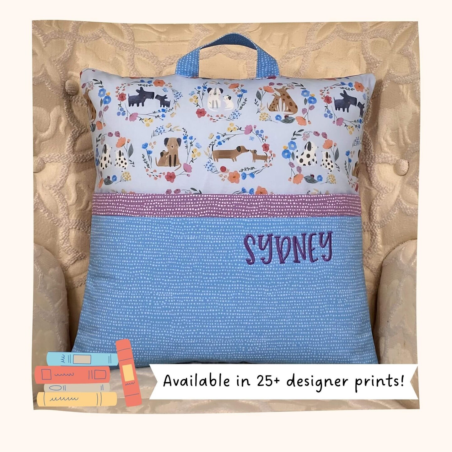 Personalized Reading Pillow with Pocket and Dogs, Toddler Pillow for ...