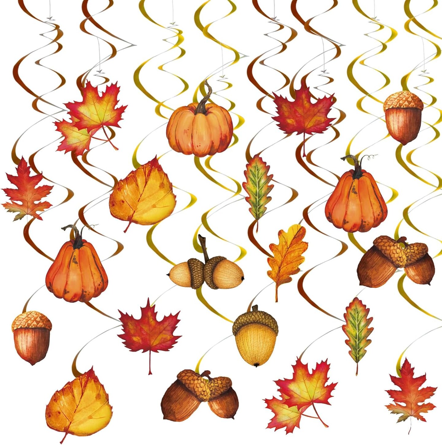 32Pcs Fall Hanging Swirl Decorations – Pumpkin, Maple Leaf & Pinecone ...