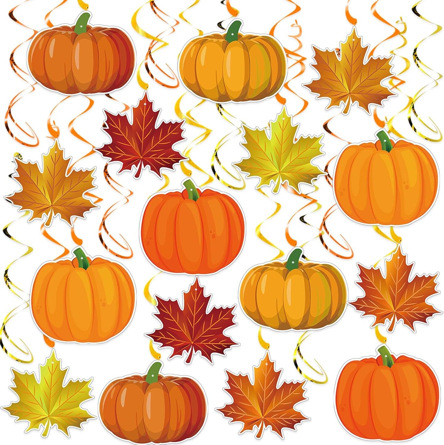 Fall Decor Pumpkin & Maple Leaf Hanging Swirls – Autumn & Thanksgiving ...