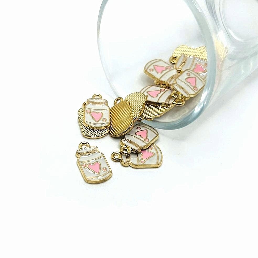 White Milk Jugs with Heart Charms, 17x10mm | Michaels