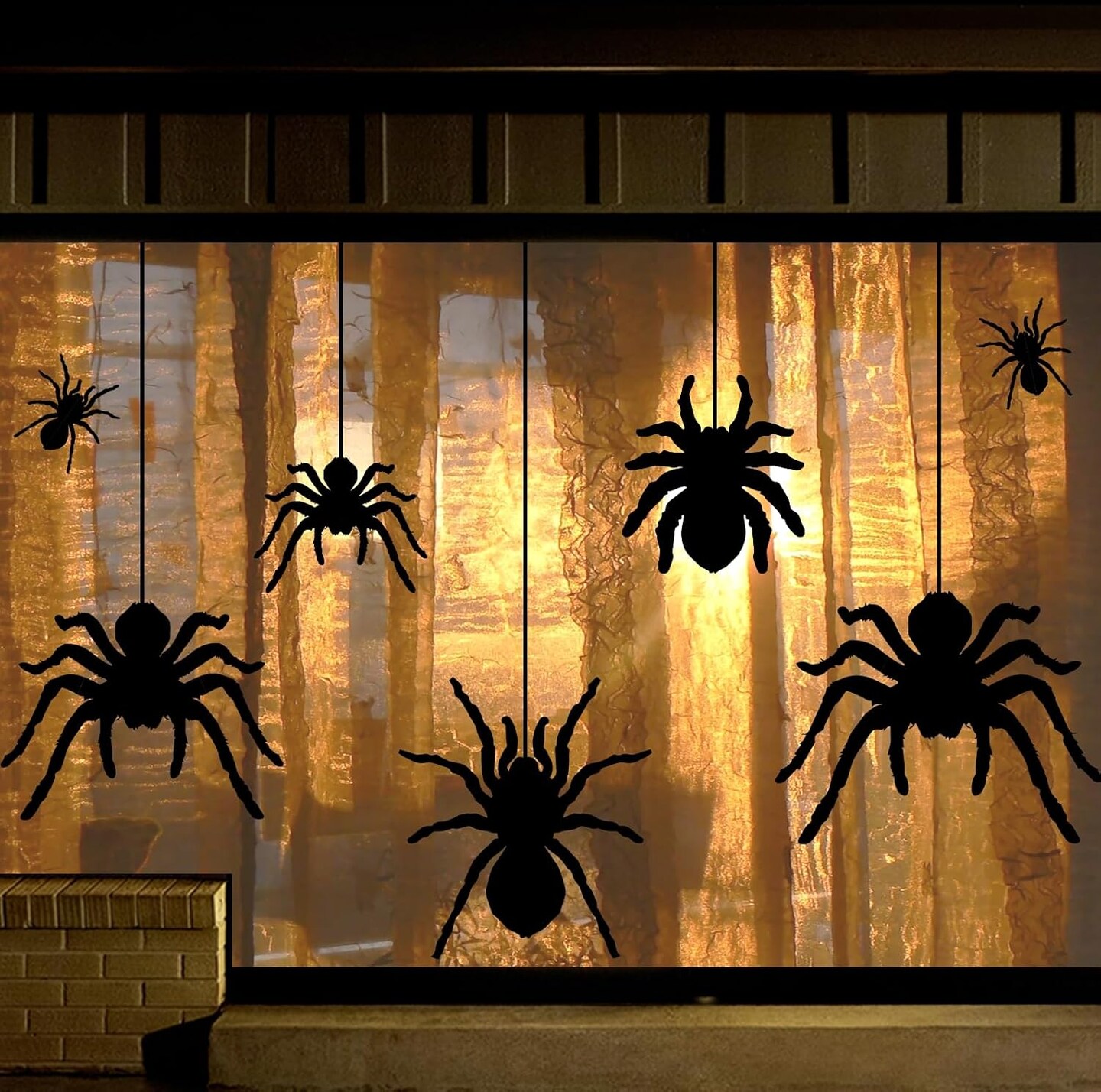 7 Pieces Extra Large Spiders,Halloween Decorations Window Clings Decor ...