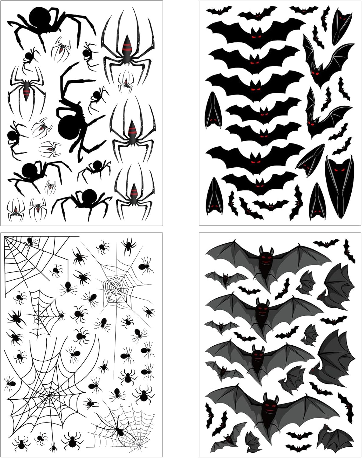 120 Pieces Bat Stickers Halloween Window CLings Bat Window Decals ...