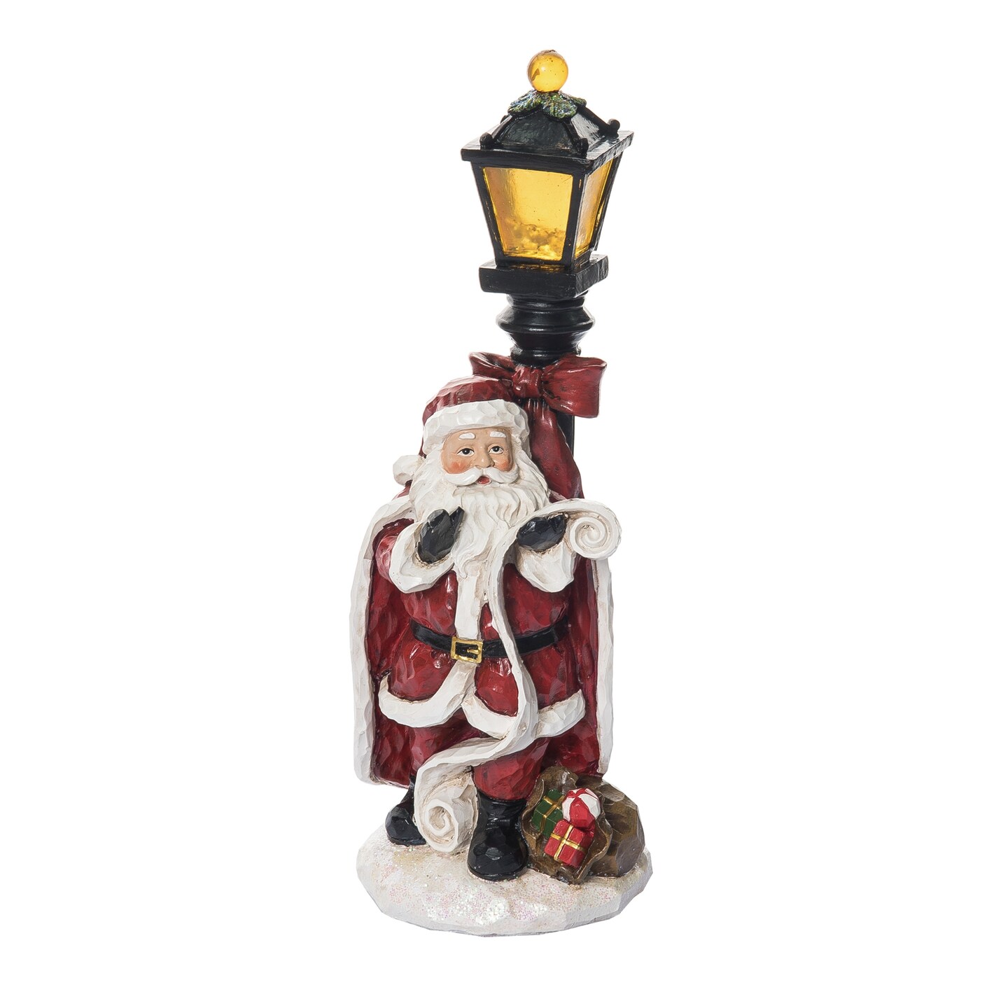 Transpac 12.5" Multicolor Christmas Santa Figurine with Lamp Post ...