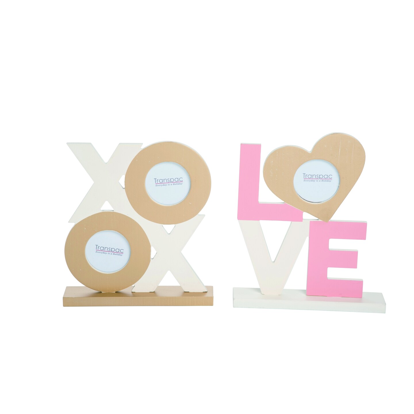 Transpac MDF LOVE/XO Frame Set of 2, Multicolor Freestanding Tabletop ...