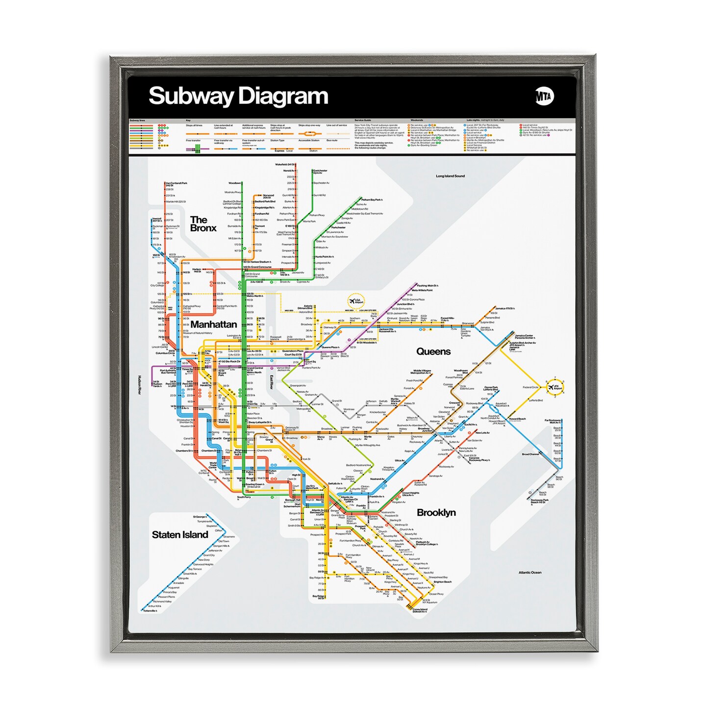 Stupell Industries New York City Urban Subway Diagram Chart Floating ...