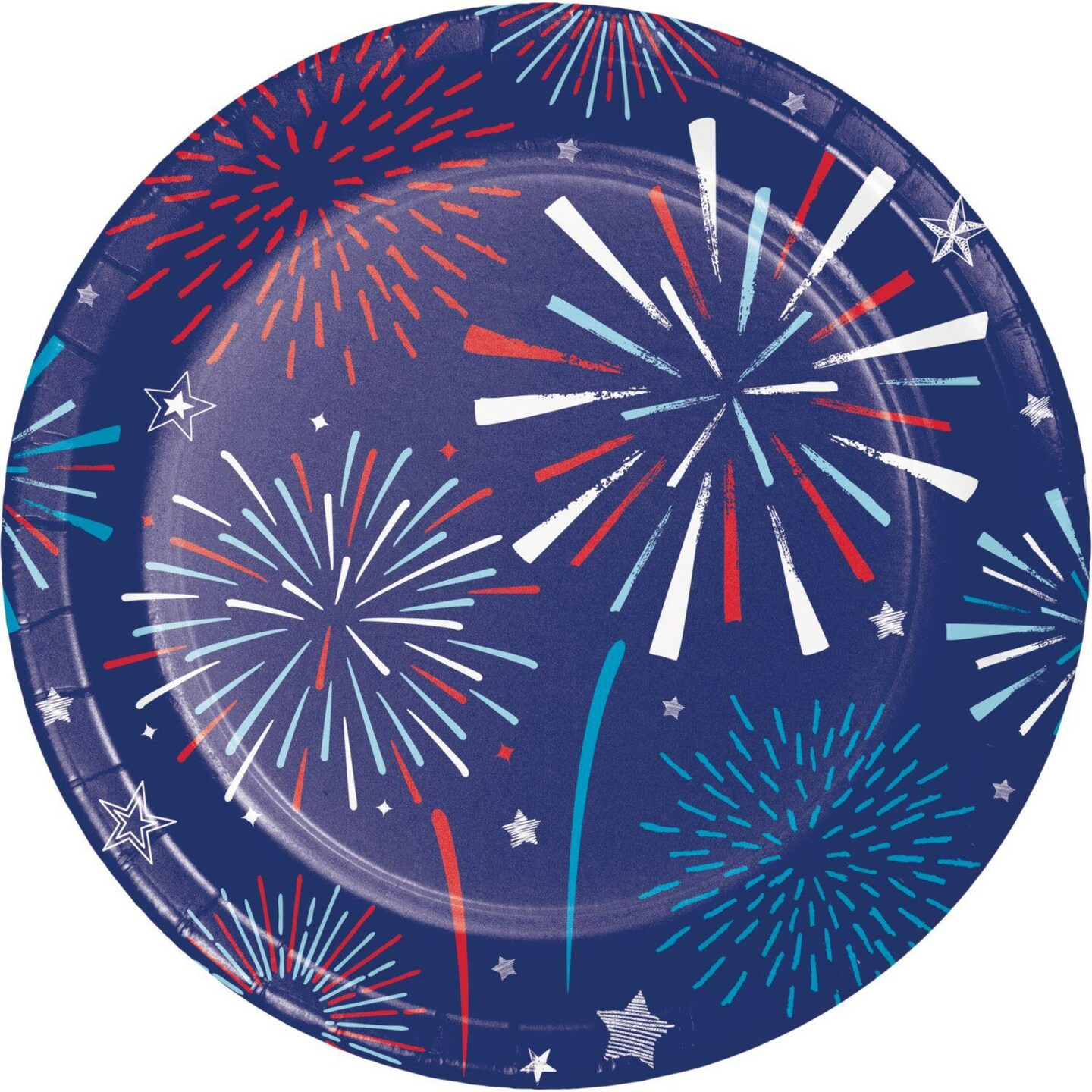 Party Central Round Patriotic Fireworks Disposable Paper Plates - 8.75 ...