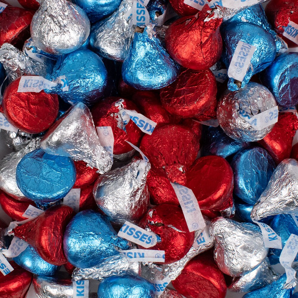 Patriotic Candy Hershey's Kisses Chocolate with Red, Blue, & Silver ...