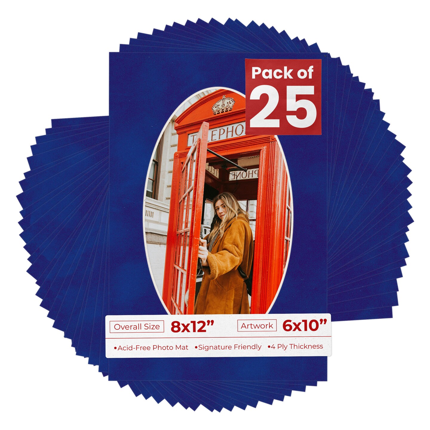 Royal Blue Suede Mat Board for 8x12 Frames - Oval Opening for 6x10 ...
