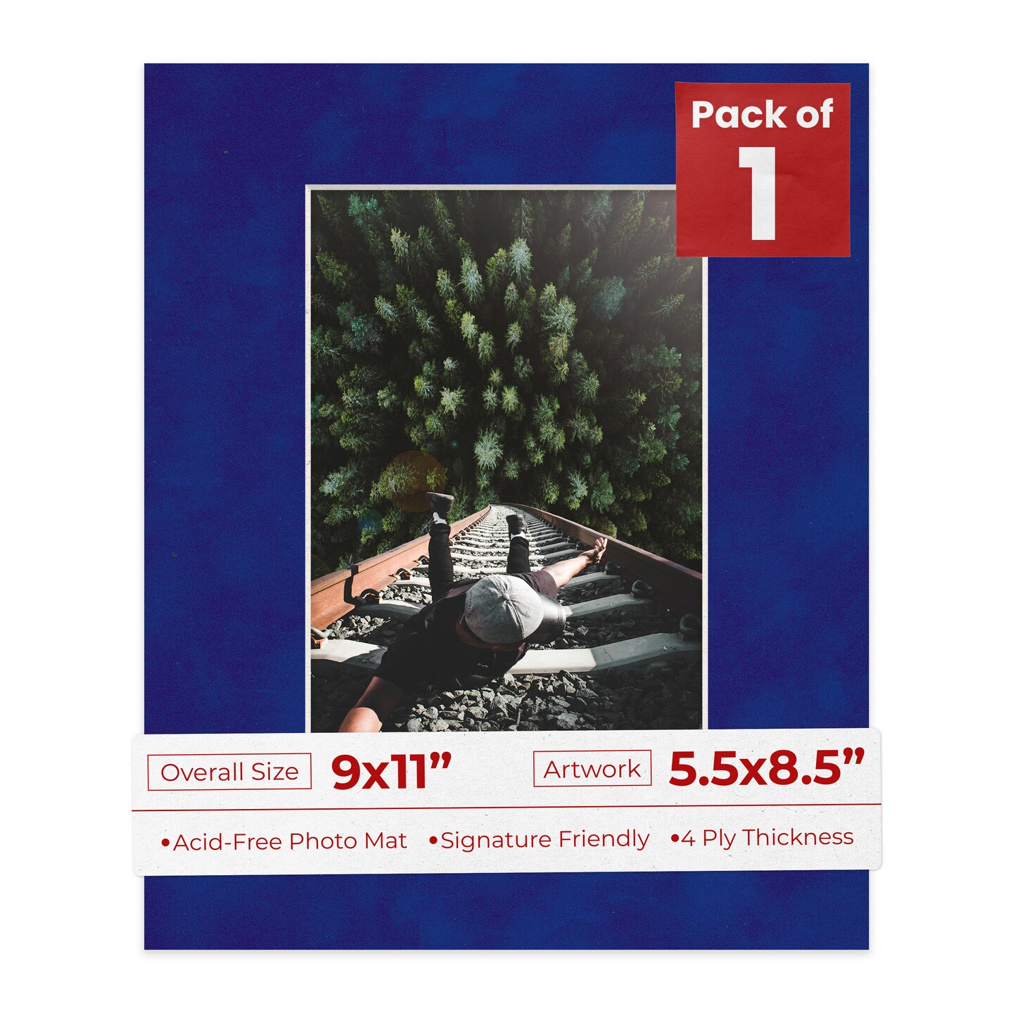 Royal Blue Suede Mat Board for 9x11 Frames - Fits 5.5x8.5 Photos, Color ...
