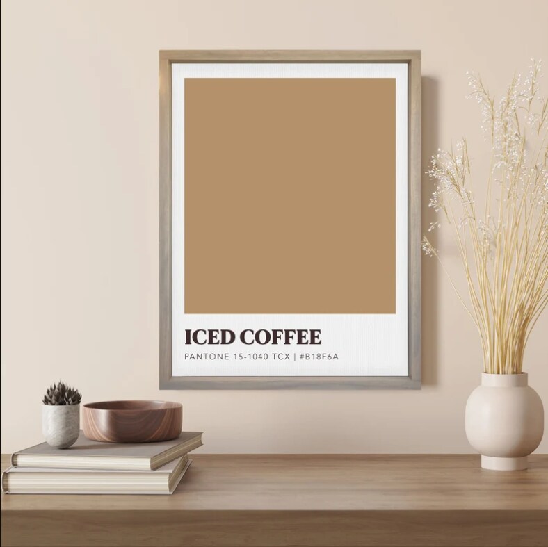 Iced Coffee Autumn Pantone Color Print — Fall Decor, Framed Canvas ...
