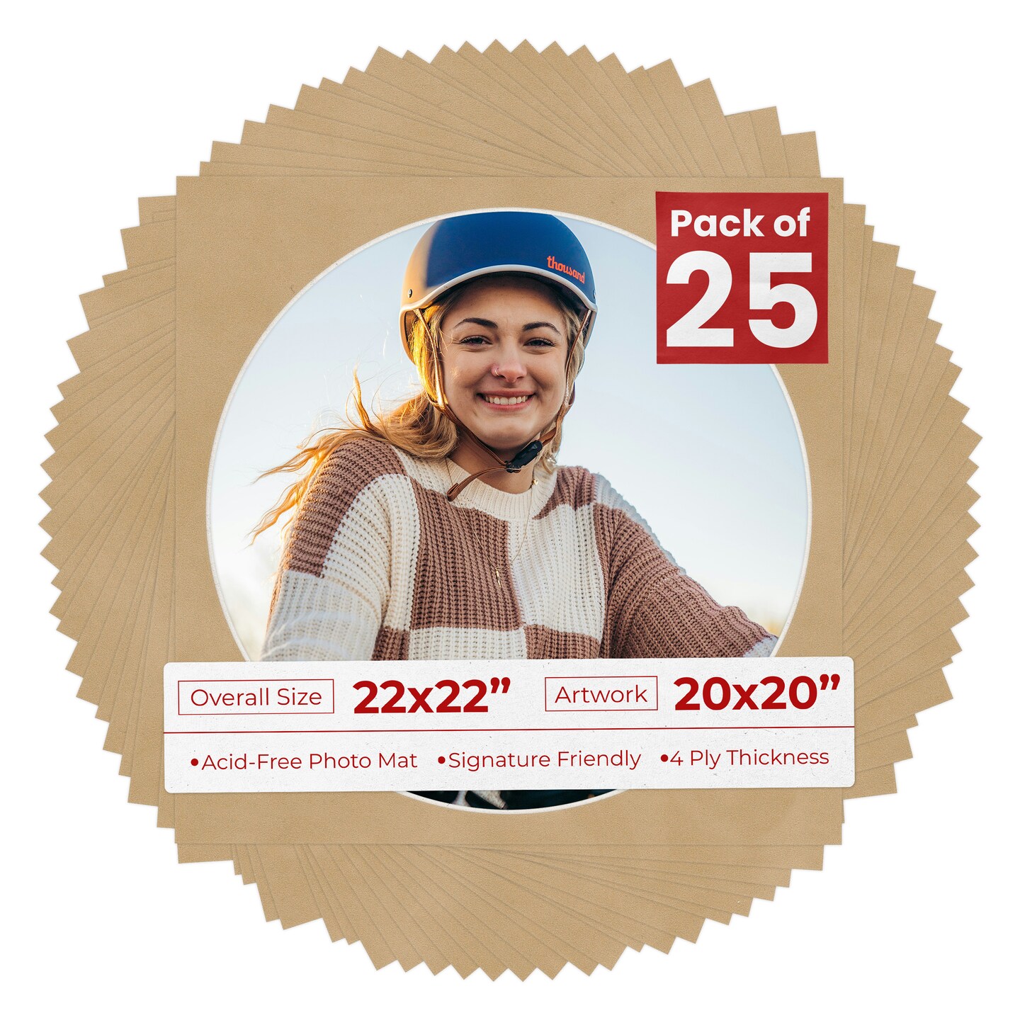 Beige Suede Mat Board for 22x22 Frames - Circle Opening for 20x20 ...