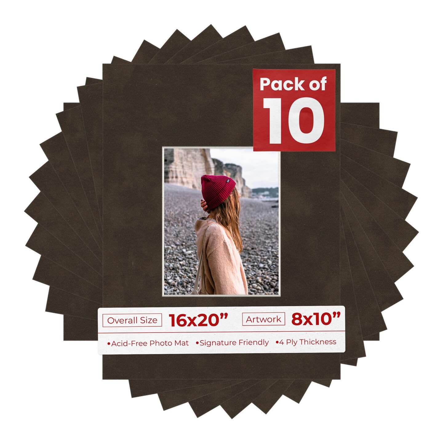 Brown Suede Mat Board for 16x20 Frames - Fits 8x10 Photos, Color: Brown ...