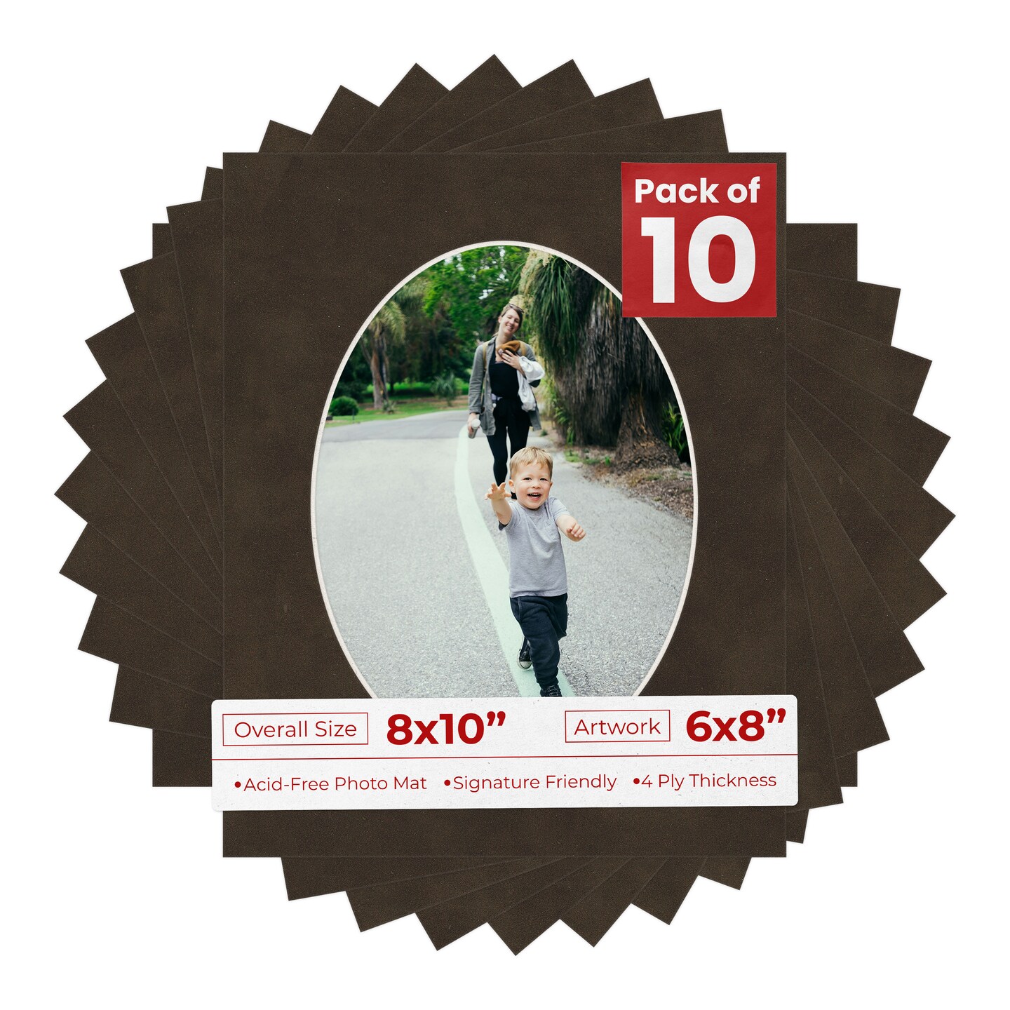 Brown Suede Mat Board for 8x10 Frames - Oval Opening for 6x8 Photos ...