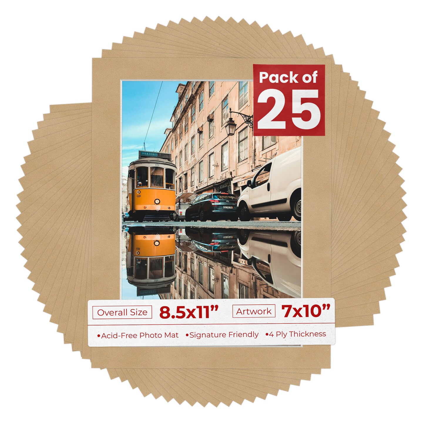 Beige Suede Mat Board for 8.5x11 Frames - Fits 7x10 Photos, Color ...