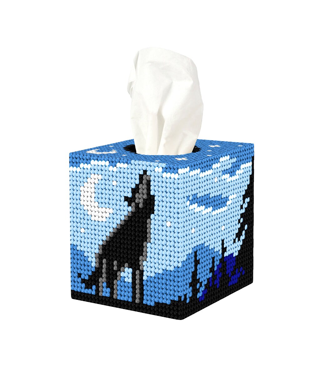 Tissue box cover - needlepoint (halfstitch) kit "Forest at night" 5111 ...