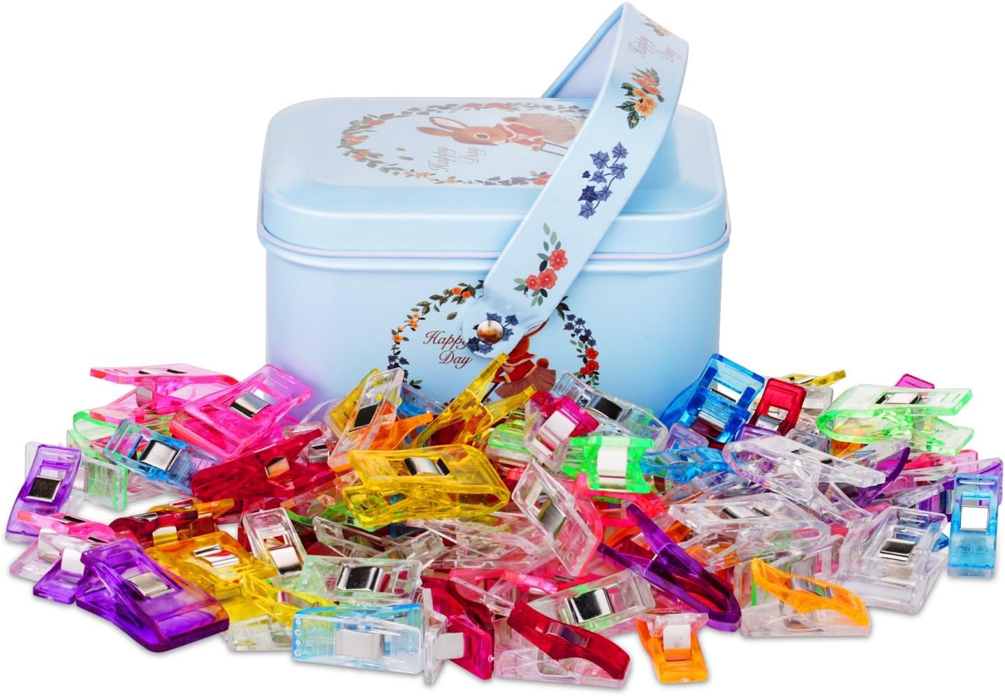 Pack of 100 Sewing Fabric Clips with Tin Box,Sewing Notions for Sewing ...