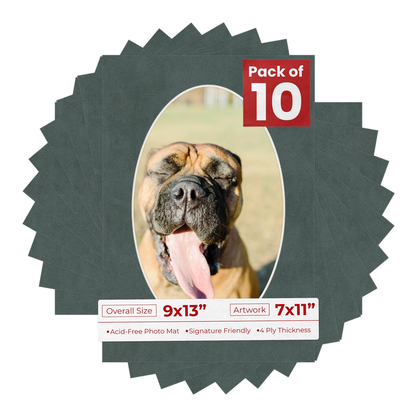 Dark Grey Suede Mat Board for 9x13 Frames - Oval Opening for 7x11 ...