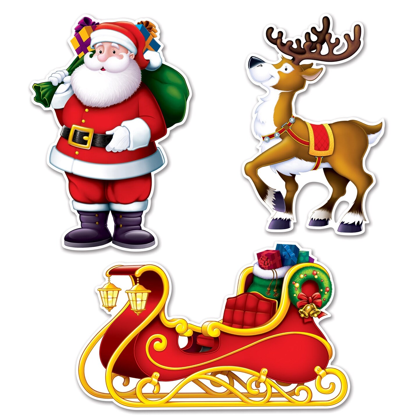 36 Pack Beistle Santa, Sleigh/Reindeer Cutout Decorations | Michaels