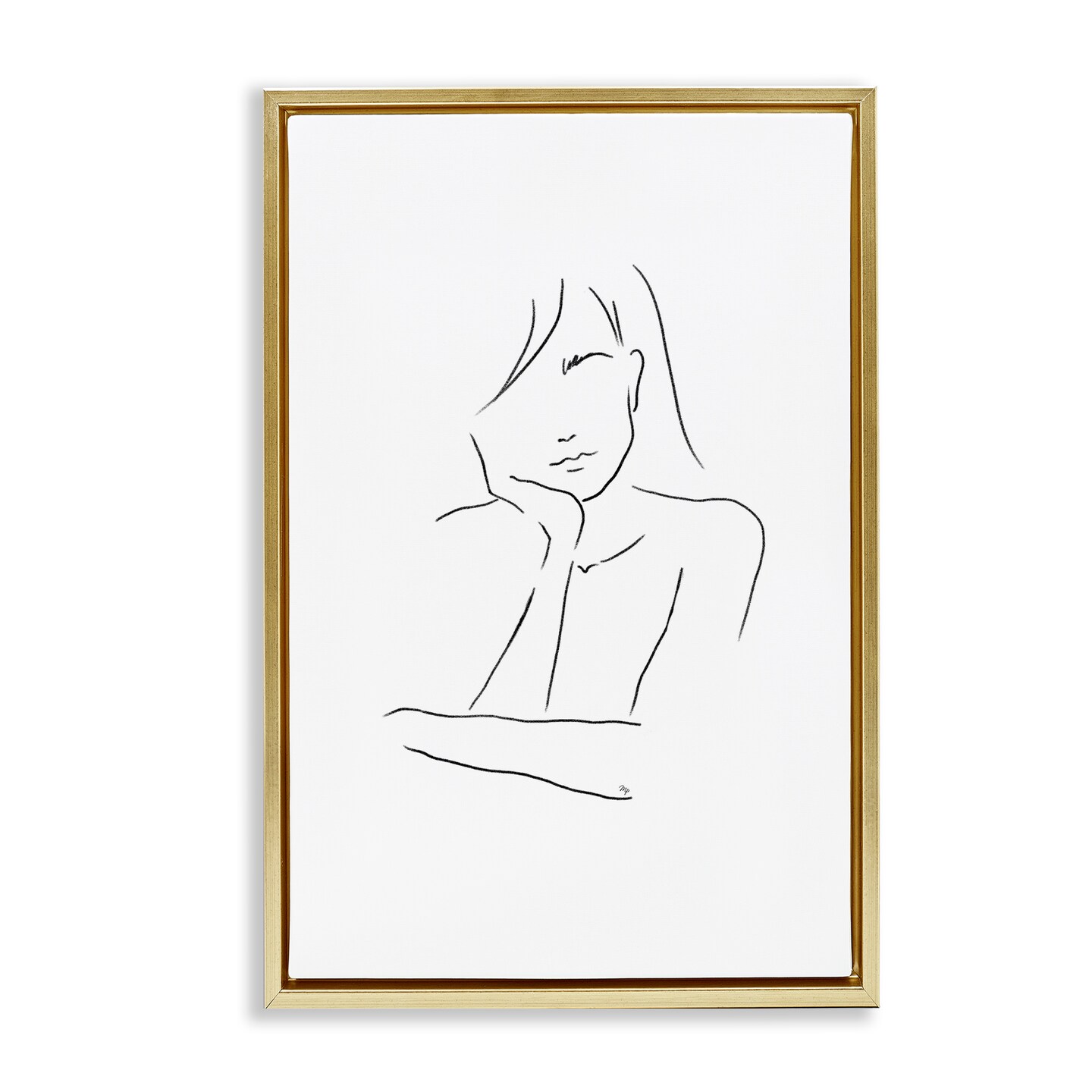 Stupell Industries Sad Female Line Drawing Floating Frame, design by ...