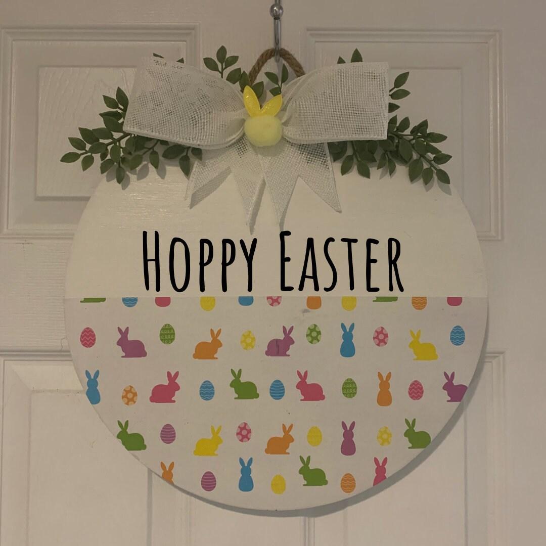 Easter Door Hanger Front Door Sign Happy Easter Decor Easter Wreath ...