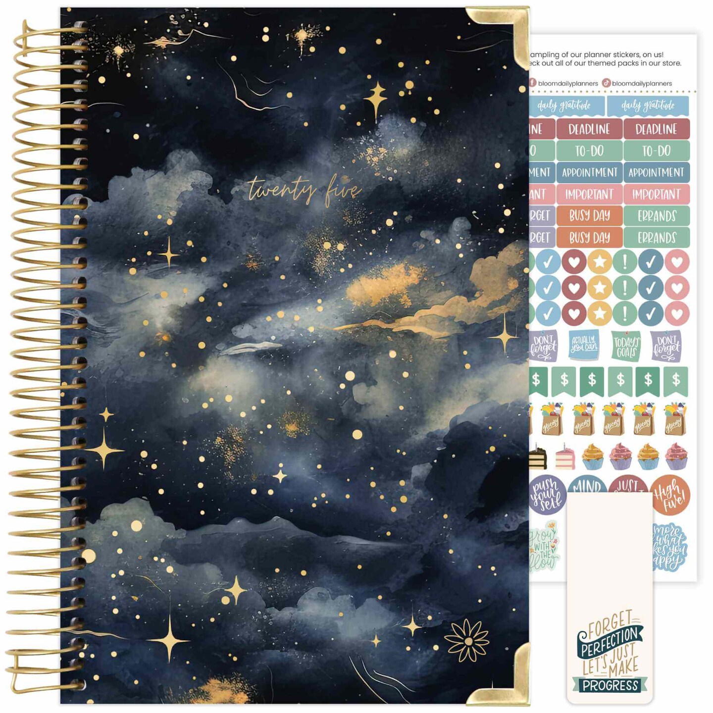 bloom daily planners 2025 Hard Cover Planner, 5.5" x 8.25", Midnight ...