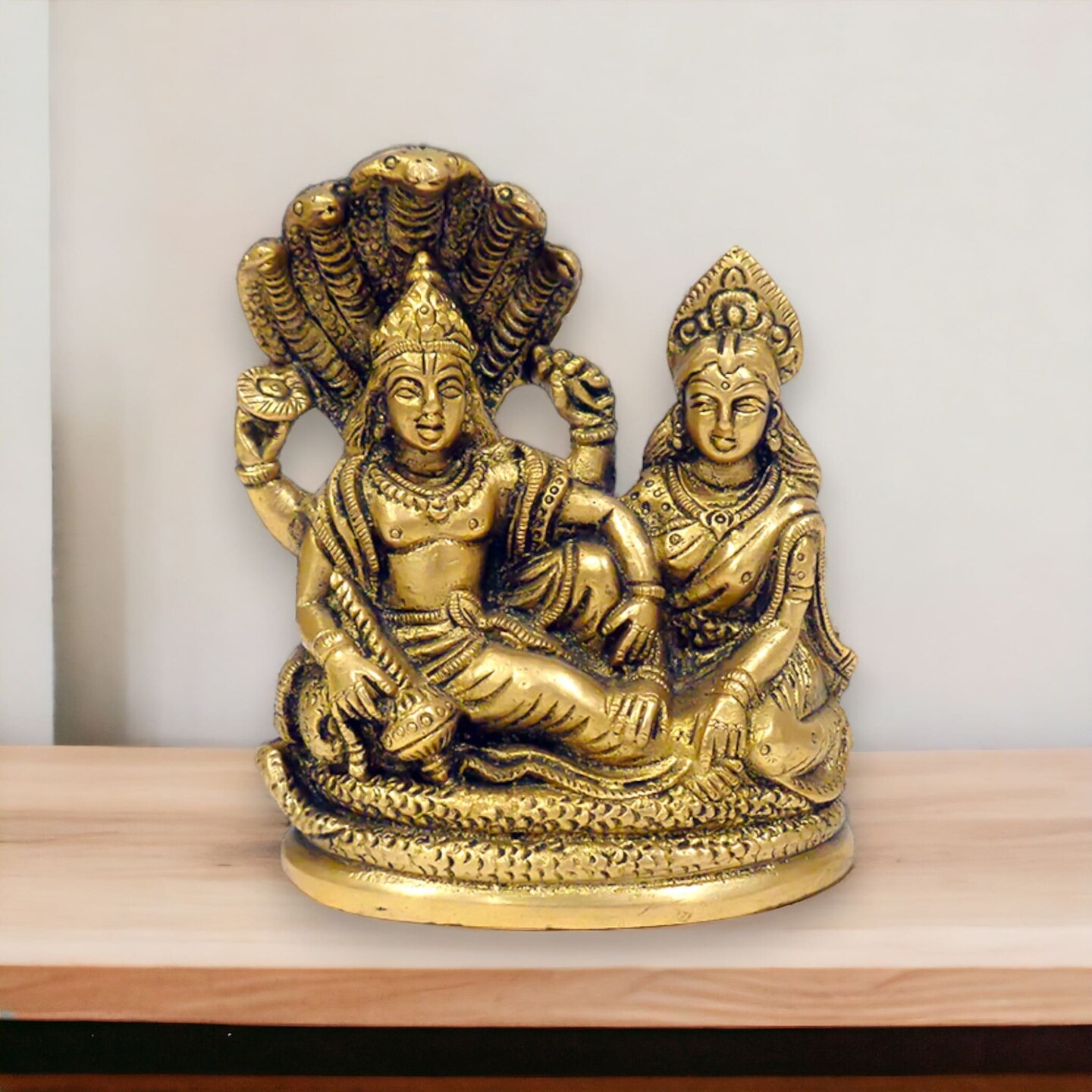 Lord Vishnu and Lakshmi Ji Brass Statue Rest Upon Shesha Naag Hindu God ...