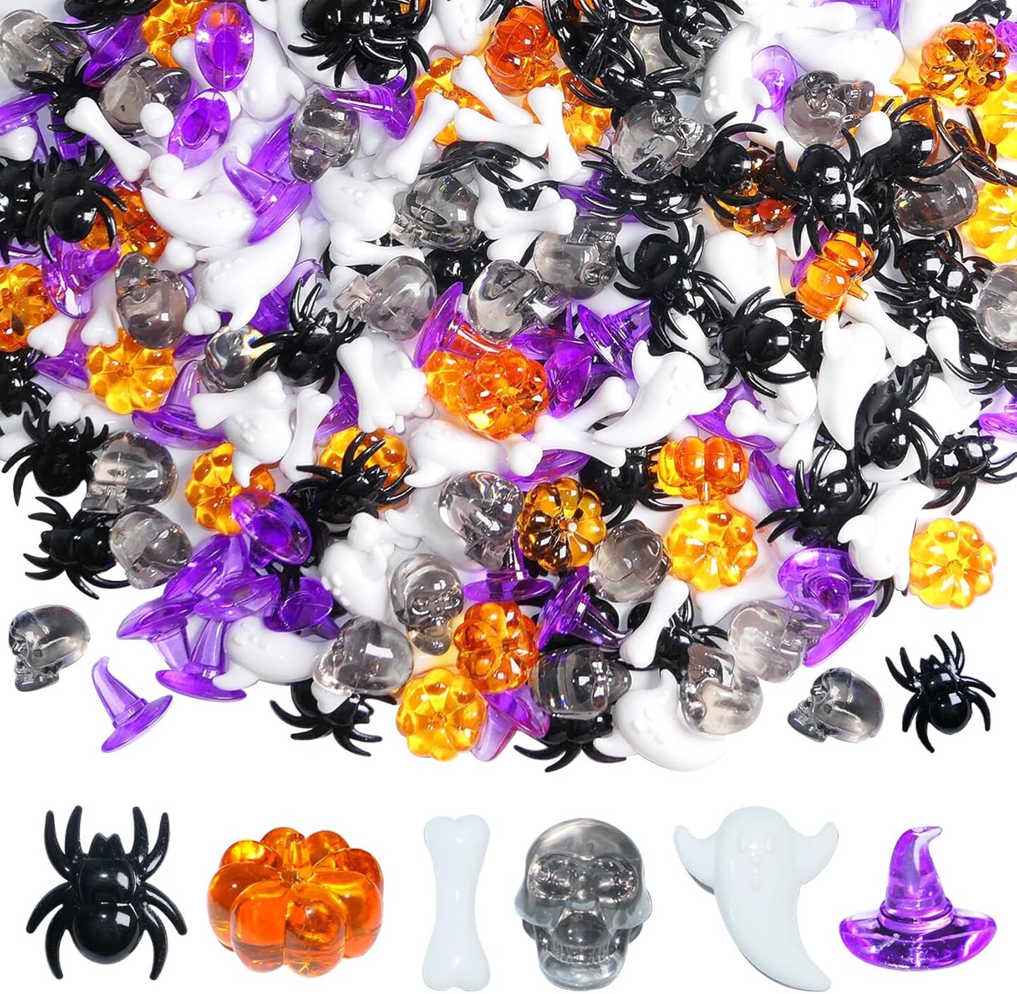 67962595035300 Pcs Mini Acrylic Pumpkin Ghost Skull Gems Vase Fillers ...