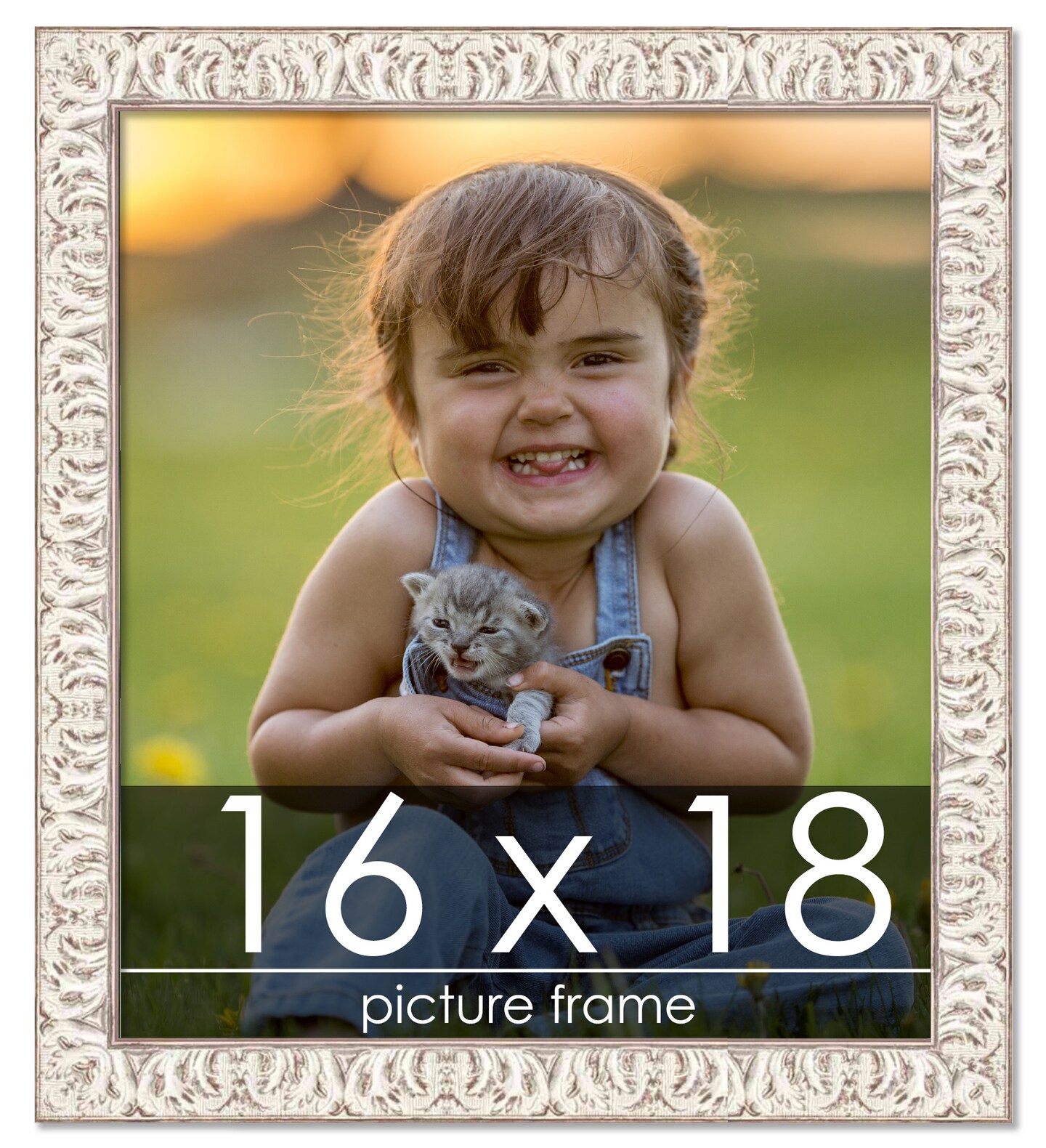 16x18 Refined White Picture Frame - UV Acrylic, Foam Board Backing ...