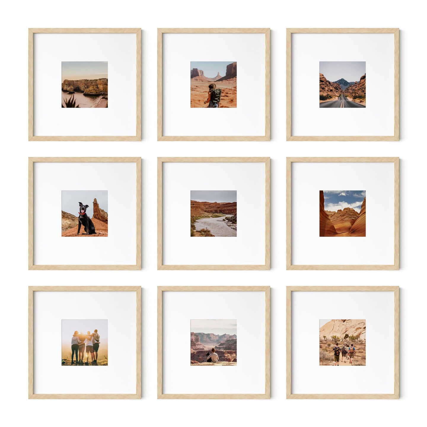 Haus and Hues Oak Wood Square Gallery Wall Picture Frames, Set of 9 | Michaels