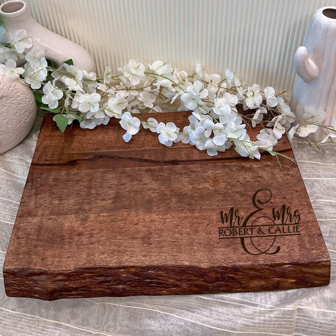 Custom Charcuterie Board, Live Edge Butcher Block, Wedding, Couple ...