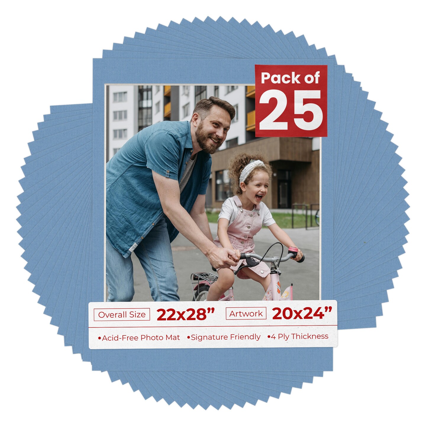 Brittany Blue Mat Board for 22x28 Frames - Fits 20x24 Photos, Color ...