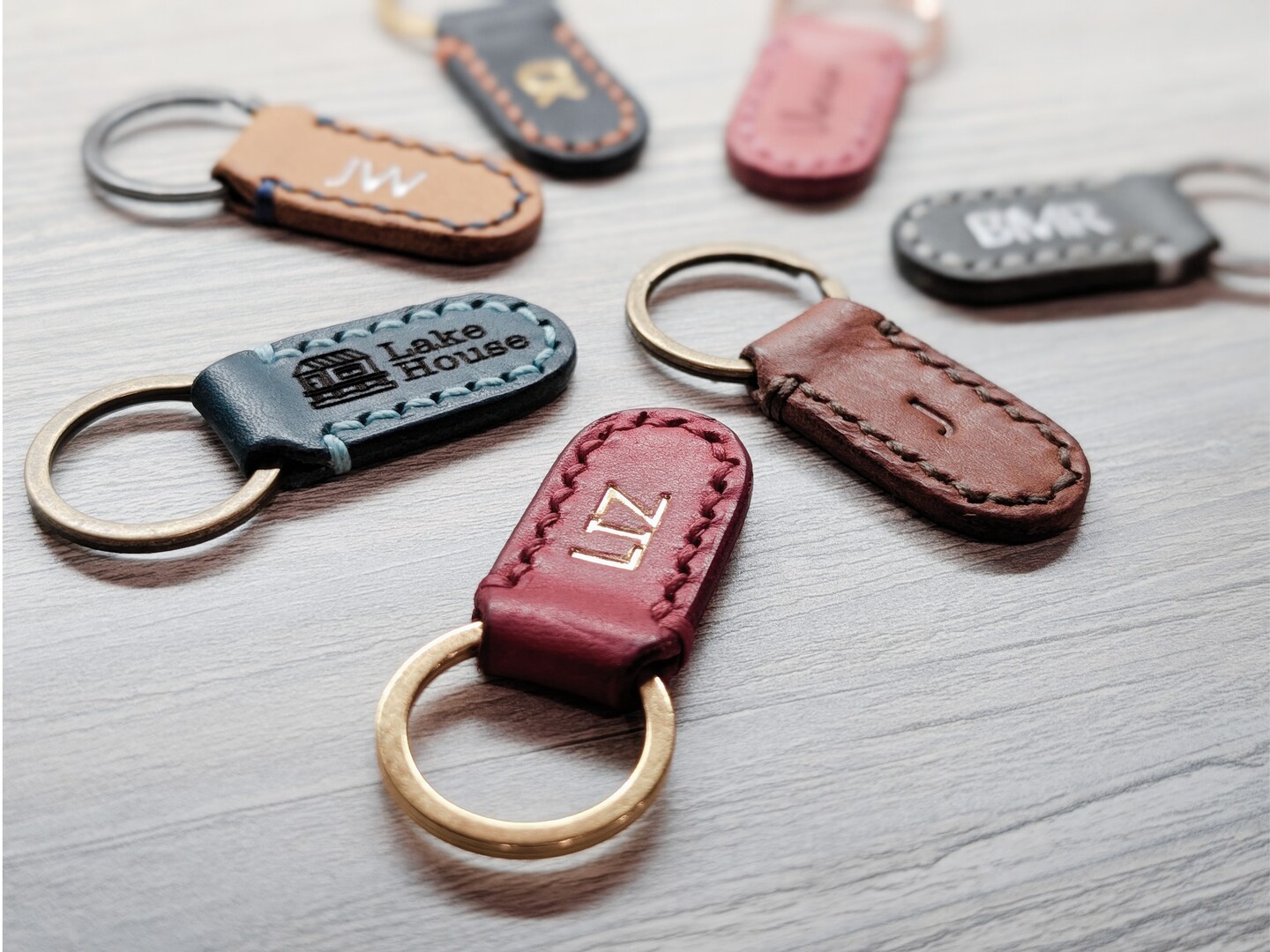 Small Stamped Leather Keychain, Badalassi Carlo Pueblo Italian Leather ...