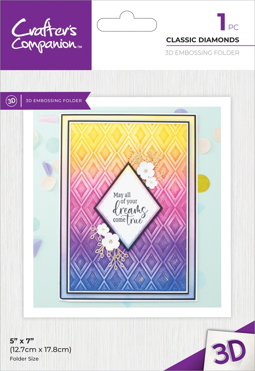 Crafter's Companion 3D Embossing Folder 5"X7"-Classic Diamonds | Michaels
