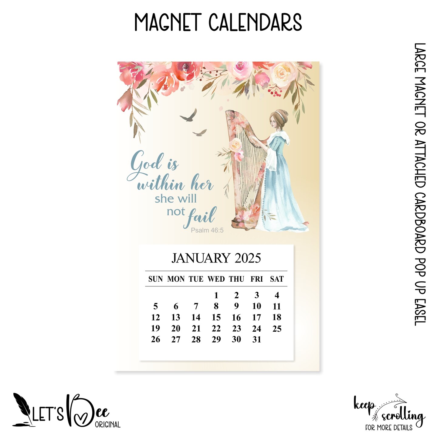 2025 Christian Inspirational Magnet Calendar, 2025 Bible Psalm 46 ...