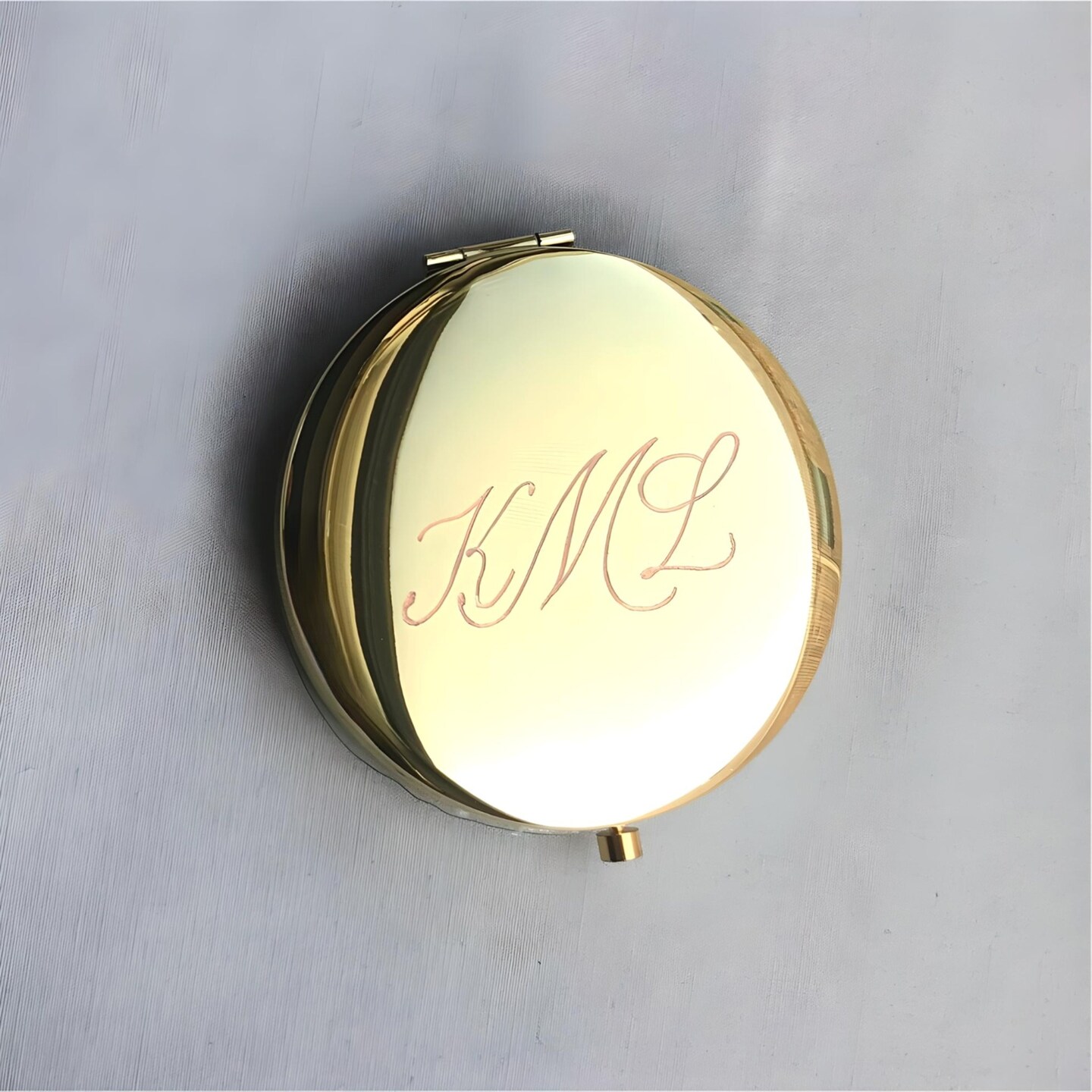Calligraphy Monogram Engraved Compact Mirror Gold Rose Gold Black ...