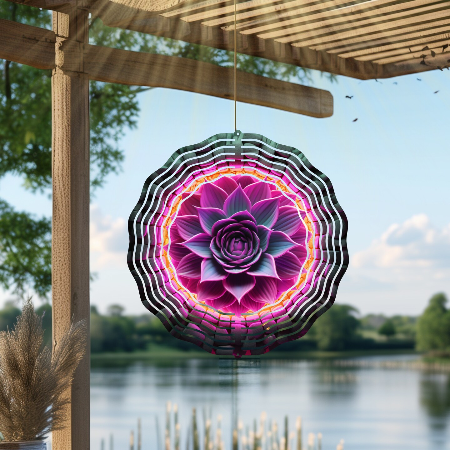 Beautiful Lotus Flower Designs, 10 Inch Garden Wind Spinner ...