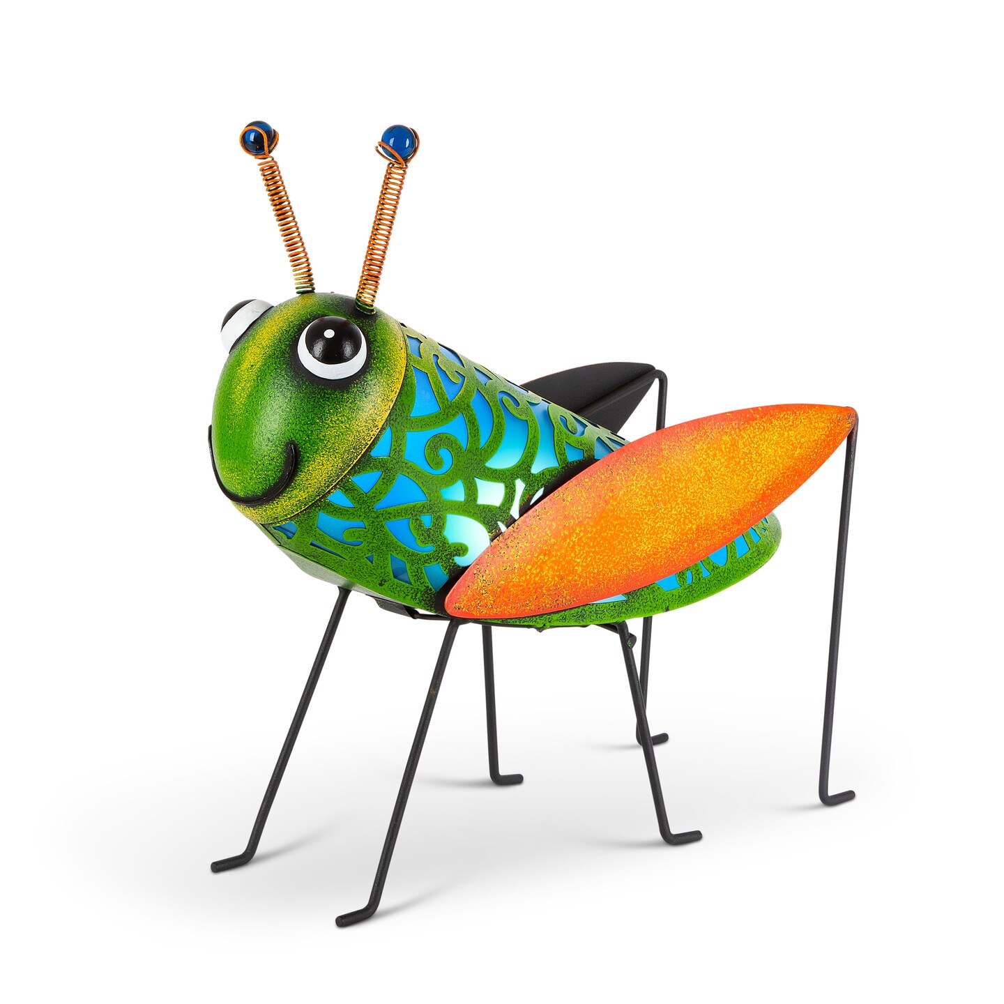 13.78 in. Solar Powered Green Metal Grasshopper | Michaels