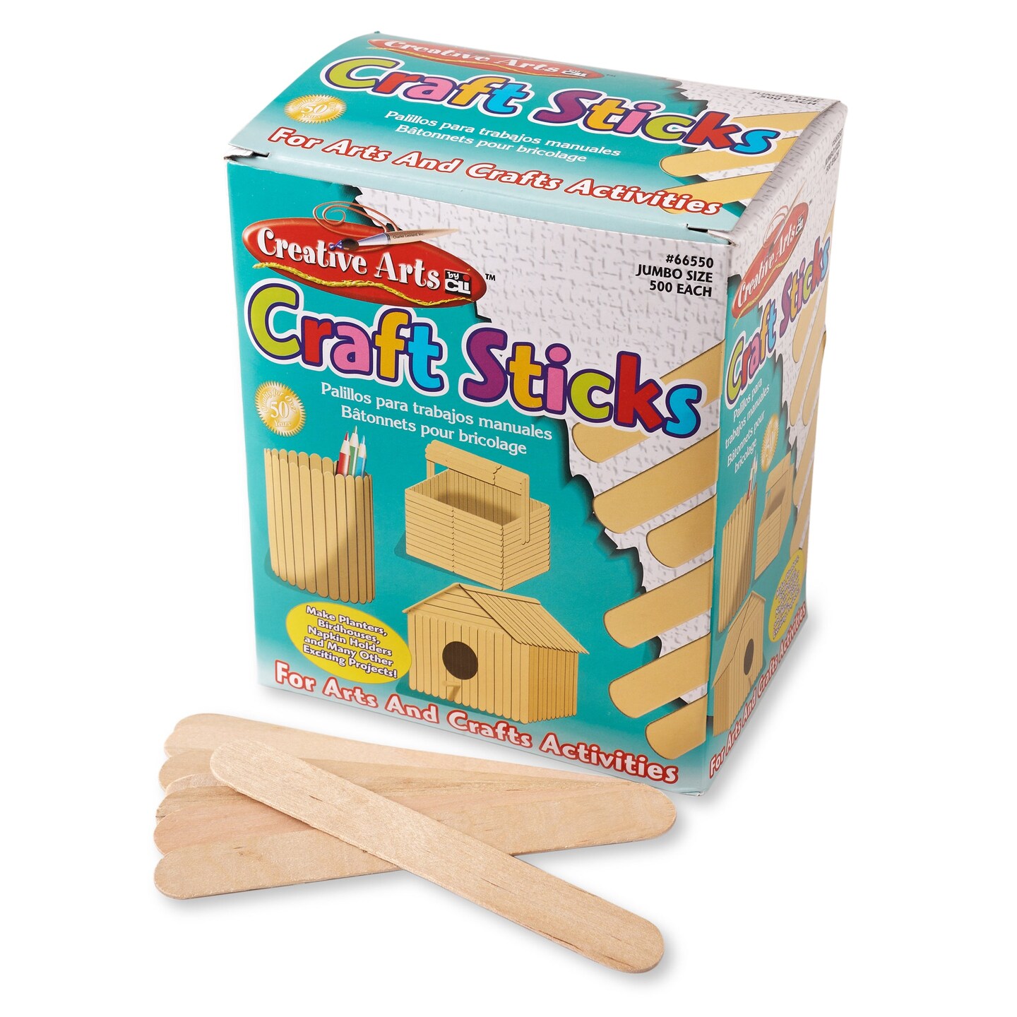Creative Arts by Charles Leonard Craft Sticks, Jumbo Size, 6 x 0.75 ...
