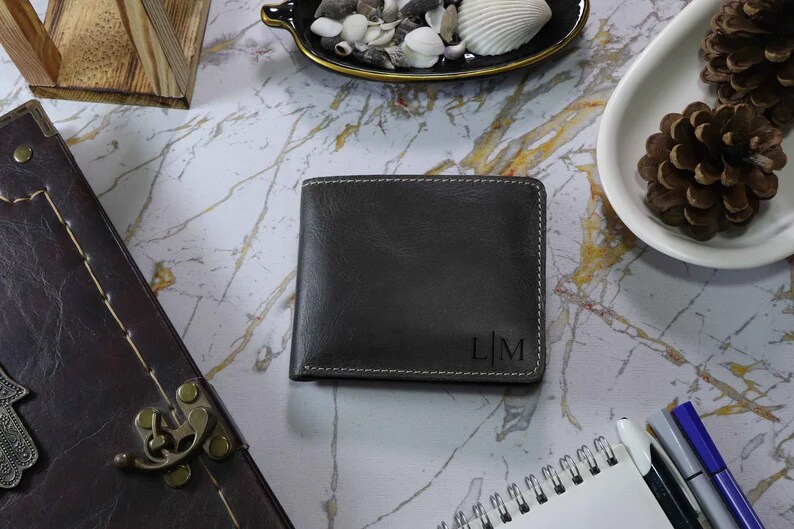 Christmas Gift Personalized Leather Wallet Genuine Leather Gift Custom Engraved Wallet Birthday Gift for Dad Mens Wallet Grandpa Gift MakerPlace by Michaels