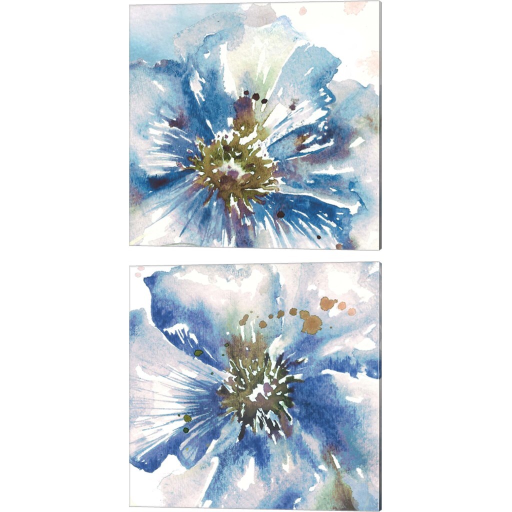 Blue Watercolor Poppy Close Up by Tre Sorelle Studios 14" x 14" Canvas ...