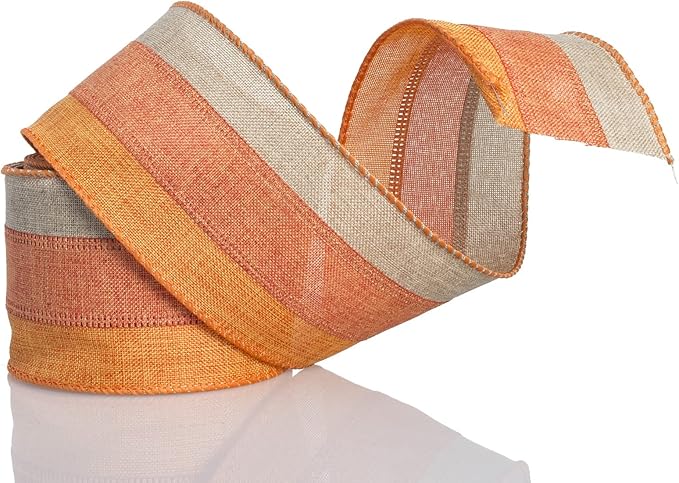 Autumn and Thanksgiving Ribbon, 2.5 Inches x 10 Yards Nature/Orange ...