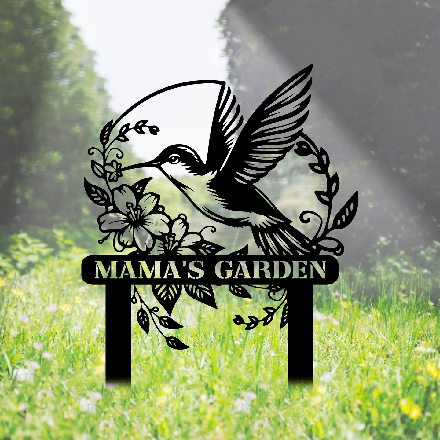 Custom Hummingbird Metal Garden Stake, Birds Flower Metal Stake ...