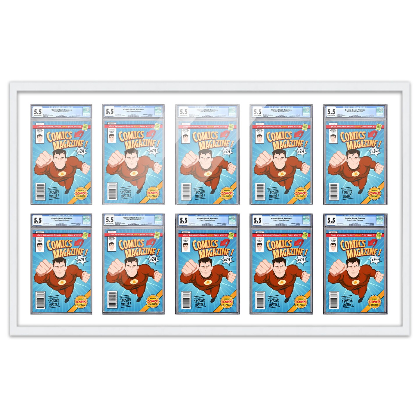 Comic Book Display Frame for Graded Comics - White Wood Comic Frame ...