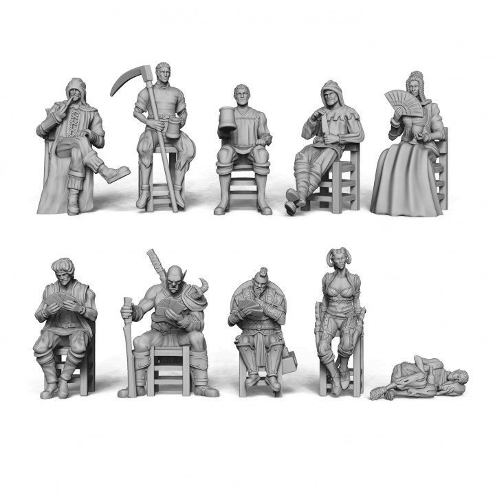 10pc Sitting Tavern patrons for DnD Dungeons and Dragons TTRPG Fantasy ...