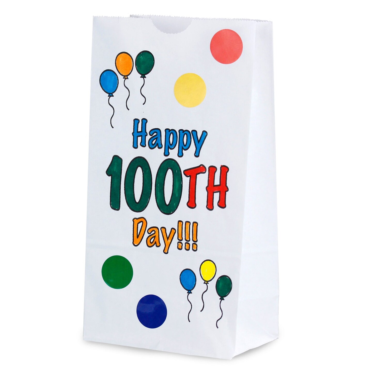 Happy 100th Day Paper Bags, 5" x 3" x 9.75", Pack of 25 | Michaels