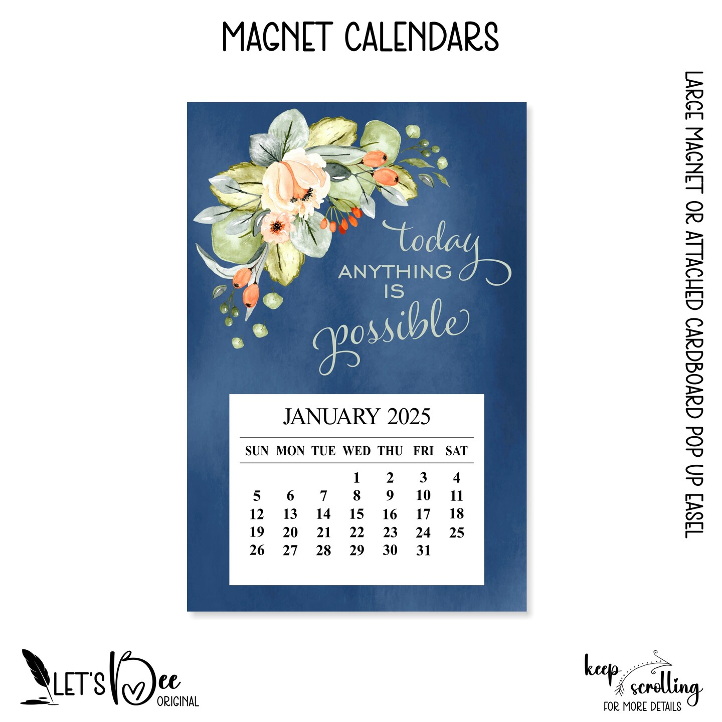 2025 Inspirational Fridge Magnet Calendar, 2025 Motivational Desk ...