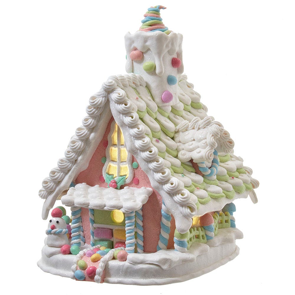 Kurt Adler 12.5-Inch Battery-Operated Light Up Pastel Gingerbread House ...