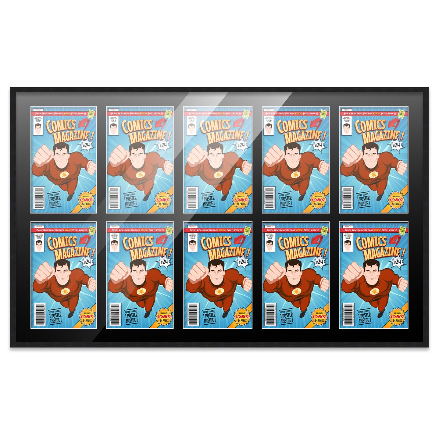Comic Book Frame with Mat for 10 Current Era Comics Published After ...