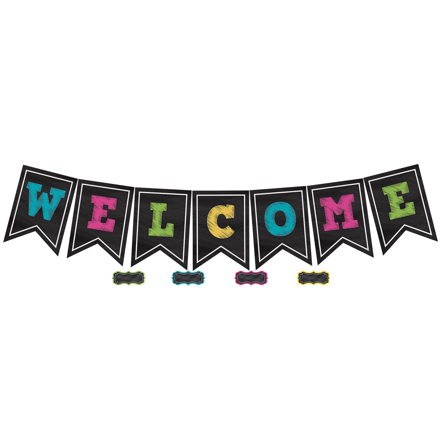 Chalkboard Brights Pennants Welcome Bulletin Board Display | Michaels