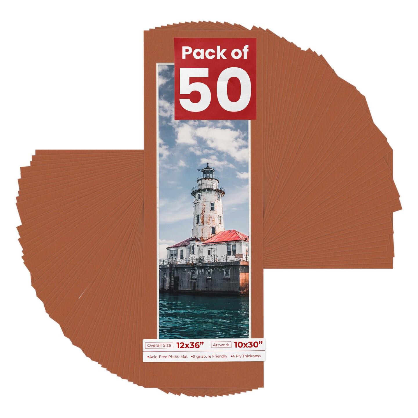 Terra-cotta Red Mat Board for 12x36 Frames - Fits 10x30 Photos, Color ...